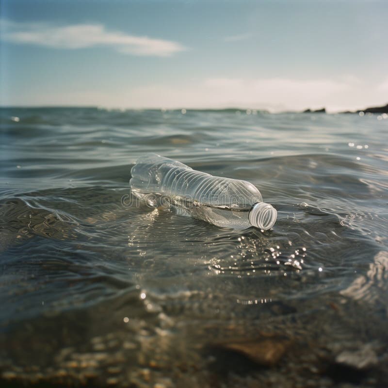 AI Generated. Plastic Bottle in Blue Water. Plastic Garbage ...