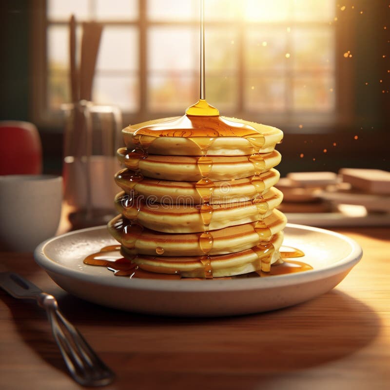 AI Generated Plate with a Delicious Stack of Fluffy Pancakes Stock ...
