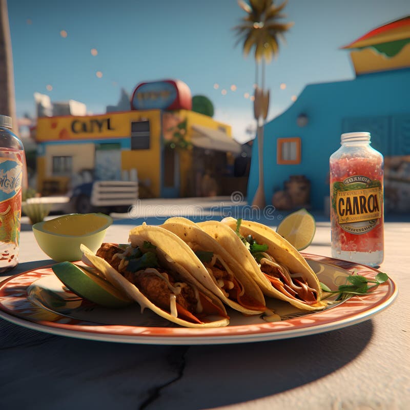 AI Generated Plate with Variety of Tacos Stock Illustration ...