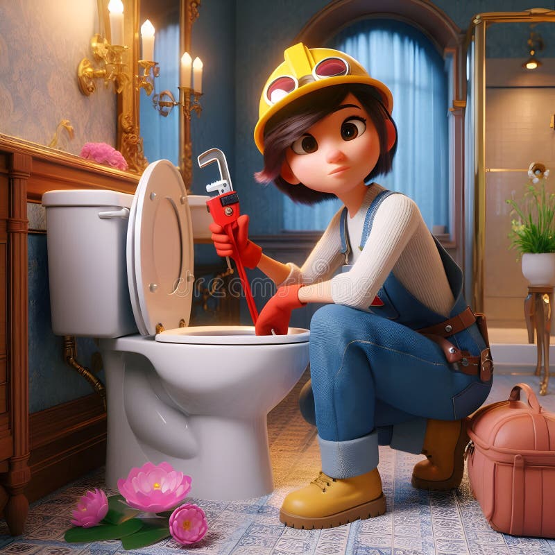 AI generated plumber stock illustration. Illustration of bathroom ...