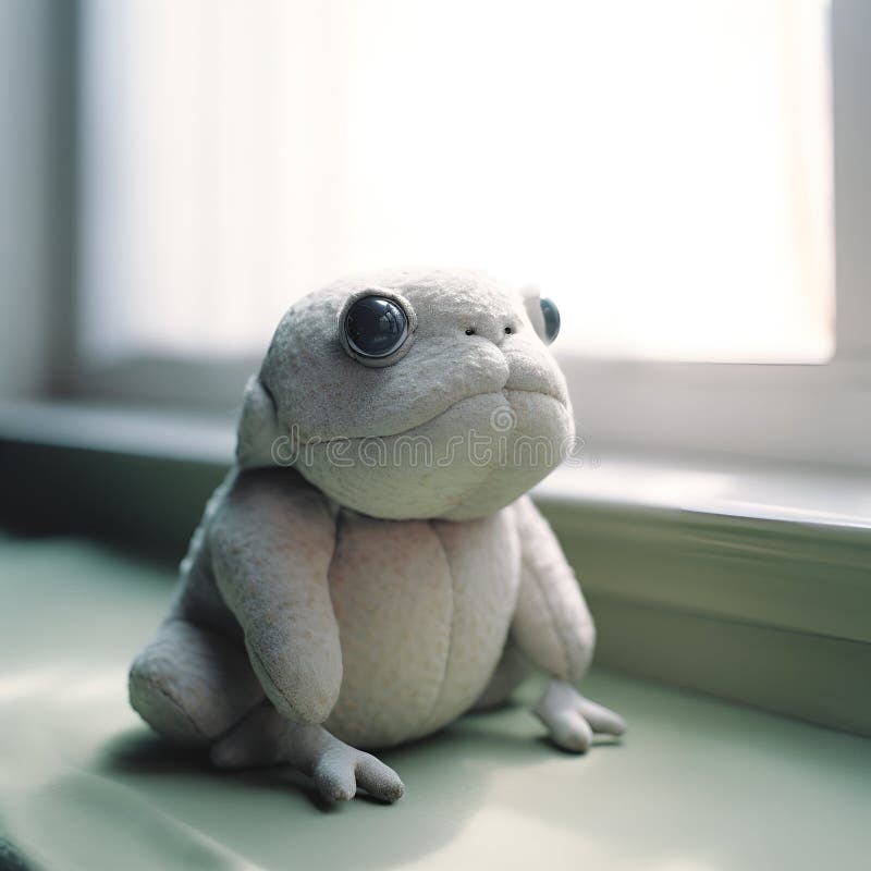 AI Generated Plush Frog Made from Soft Fur on Windowsill Stock ...