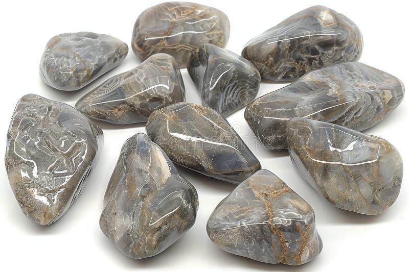 Polished Grey Stones with Unique Patterns, Ideal for Decoration or Spa ...