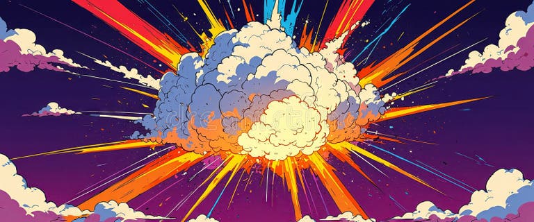 Pop Art Explosion Cloud, Impressive Dangerous Exploding Scene, Anime ...