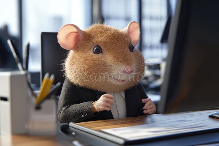 Ai-generated Portrait of a Rat in a Business Setting, Working on a ...