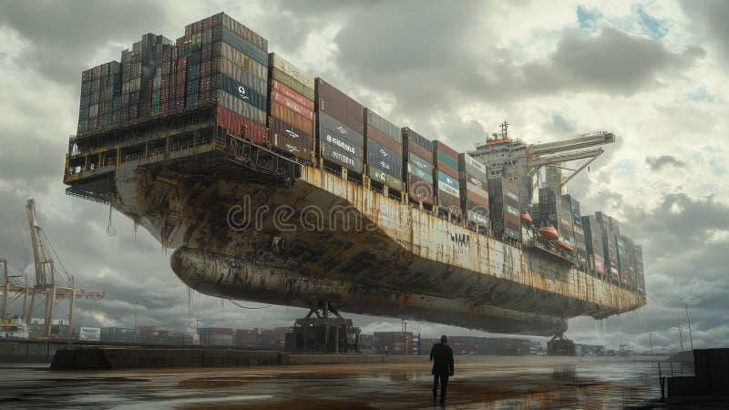 AI-Generated Post-Apocalyptic Cargo Ship Stock Illustration ...