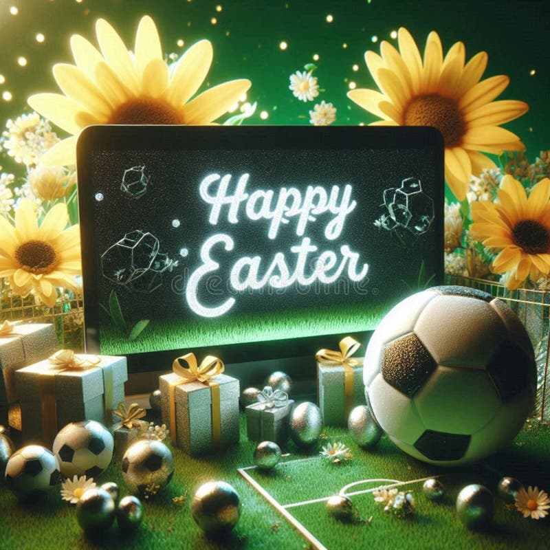 AI Generated Image: Silver Text Computer Screen, Yellow Flower, Soccer ...