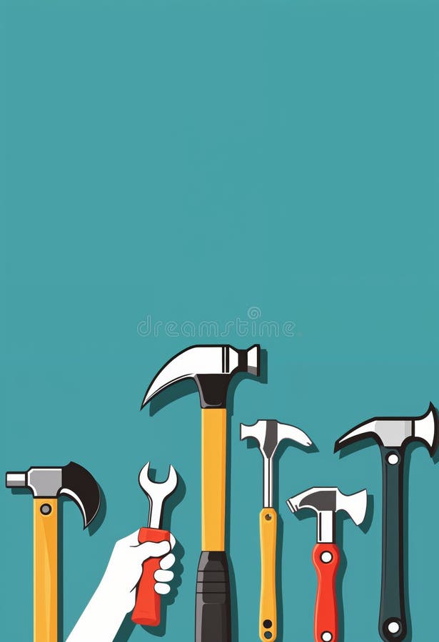A Poster with a Pair of Construction Tools on the Blue Background Stock ...