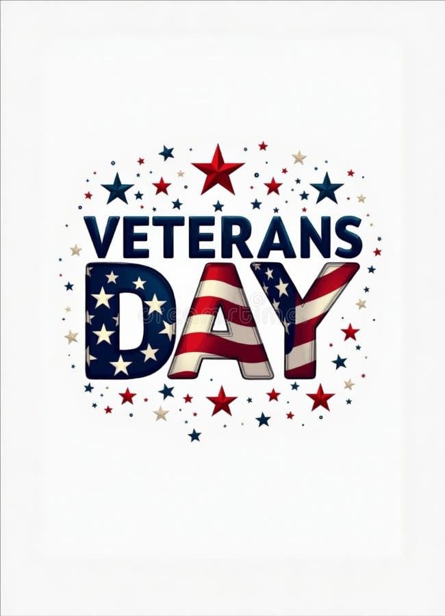 A Poster for Veterans Day with a Flag and Stars Pattern on the Text ...