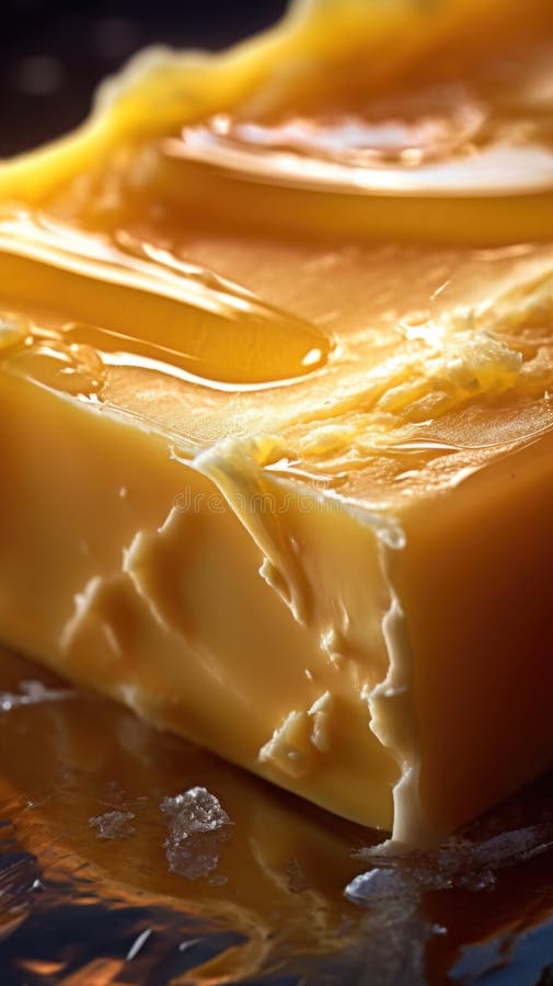 AI Generated Pouring Melted Butter on a Piece of Cheese, Close-up Stock ...