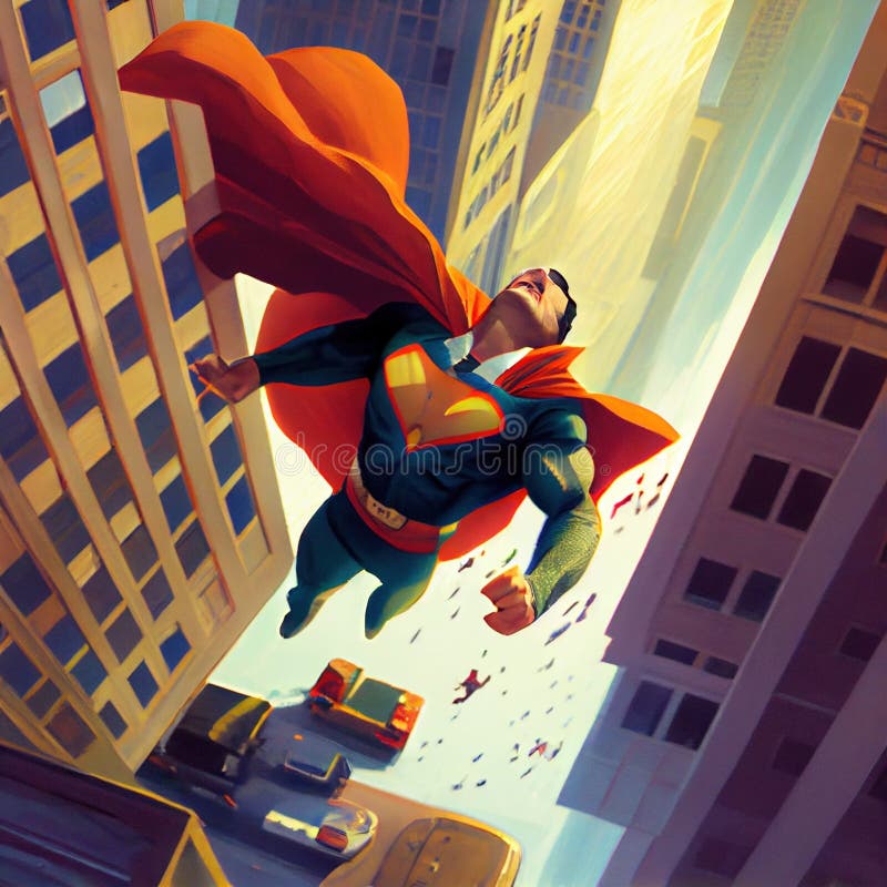 Falling Superhero, Made with Generative AI Stock Illustration ...