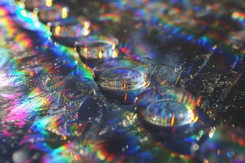 Prism Effect on Water Droplets, Creating a Magical and Colorful Visual ...