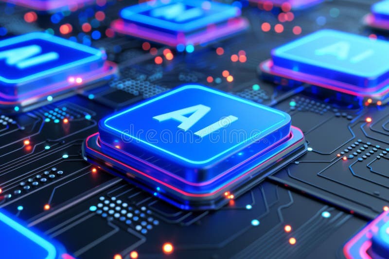 AI Processor Keys on a Digital Keyboard, Representing Advanced ...