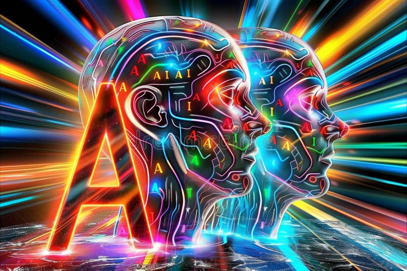 AI Processor with Neon Circuits on a Futuristic Circuit Board ...