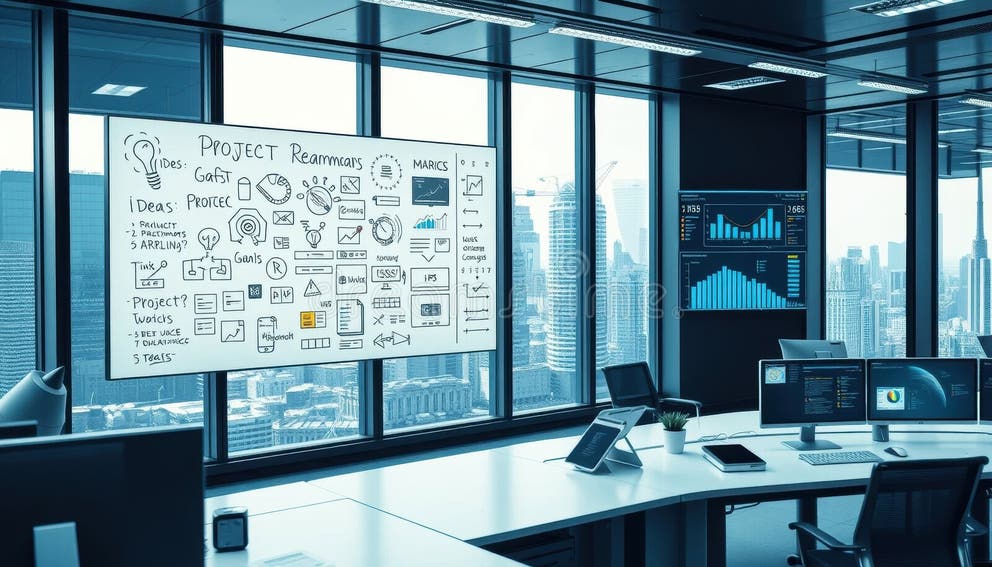 AI-Generated Project Planning Workspace Stock Illustration ...