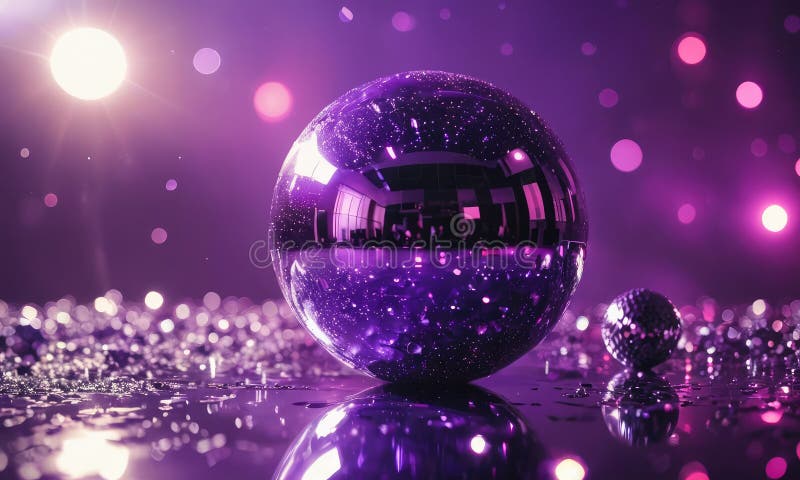 A Purple Ball is Sitting on a Purple Surface with a Reflection of the ...