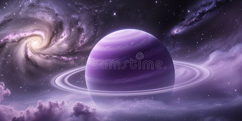 Purple Planet in Space with Galaxy Background Stock Image - Image of ...