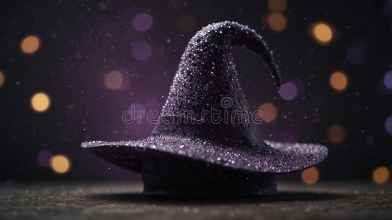Purple Witch Hat with Sparkling Magic Dust. Stock Illustration ...