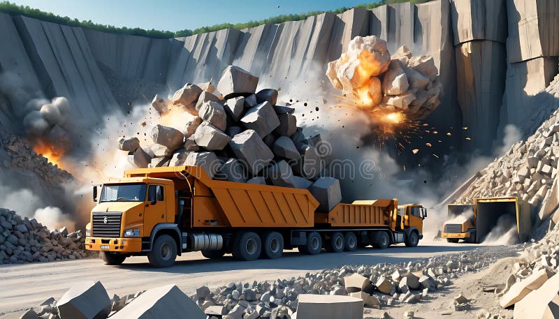 AI-Generated Quarry Blast stock image. Image of dump - 373316839