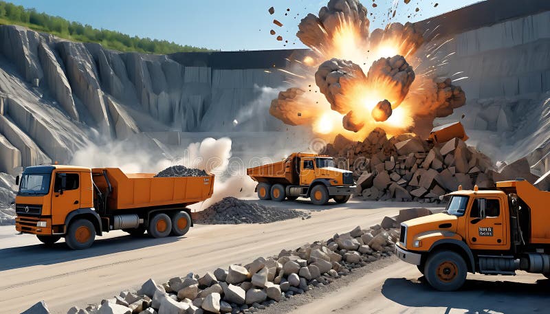 AI-Generated Quarry Explosion Stock Image - Image of landscape ...