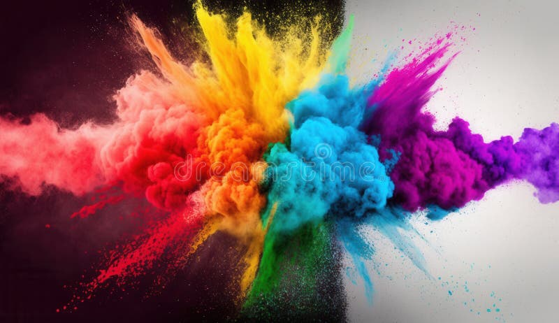 Ai Generated Rainbow Explosion of Colorful Powder Paint Creating Vivid ...