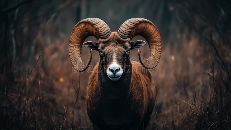 Majestic Ram in Natural Forest Setting Stock Illustration ...