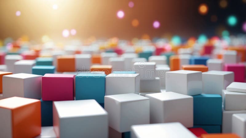 Random Shifted Rotated White Cube Boxes Block Background Wallpaper ...