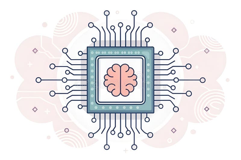 AI Generated Illustration of a Brain Chip Symbolizing Artificial ...