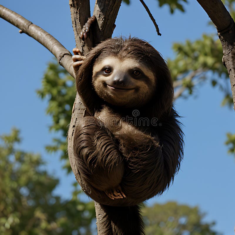 AI Generated Realistic Image of a Sloth Clinging on To a Tree Trunk ...