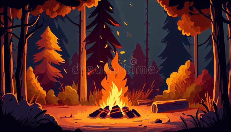 Captivating Campfire Scene, Made with Generative AI Stock Illustration ...