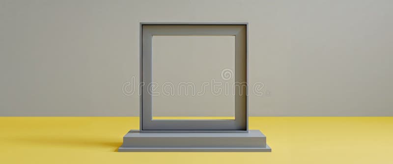 Rectangular Gray Frame with Base and Yellow Backdrop. Stock Photo ...