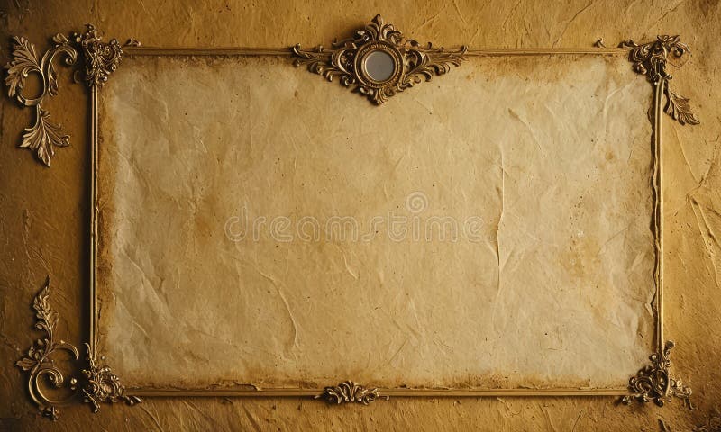 A Brown Paper with a Gold Frame is Displayed in the Image. Stock ...