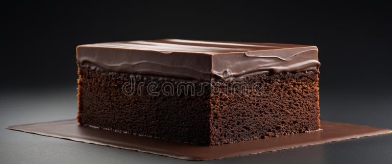 Rectangular Piece Chocolate Sponge Cake Covered Dark Background Stock Photos - Free & Royalty ...