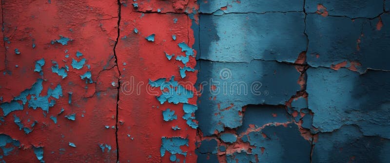 Red and Blue Grunge Wall Texture Presenting Distressed Urban Background ...