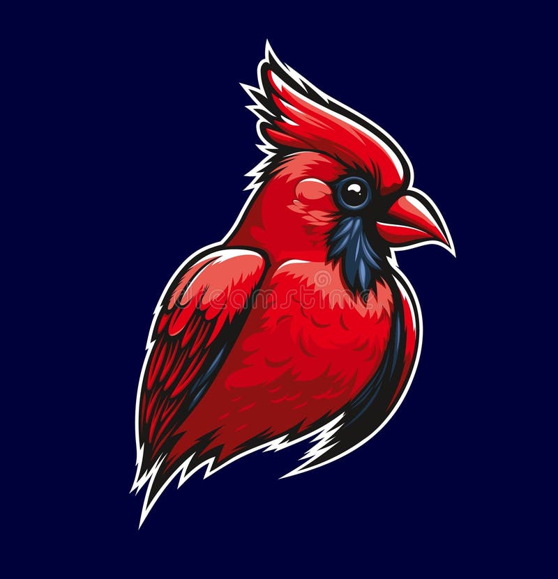 Red Cardinal Bird in Cartoon Style Stock Vector - Illustration of ...