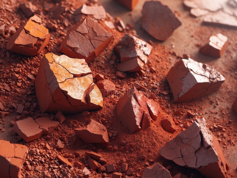 Red Clay Texture Broken Chunks and Powder Stock Image - Image of ground ...