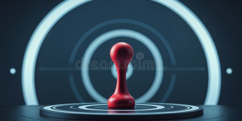 Red Game Piece on Futuristic Digital Target Interface. Stock Photo ...