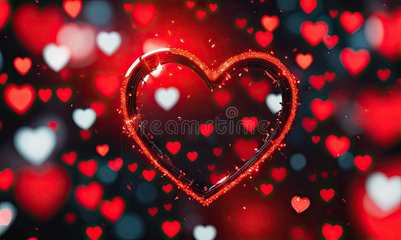 A Red Heart Surrounded by Many Other Red Hearts. Stock Illustration ...