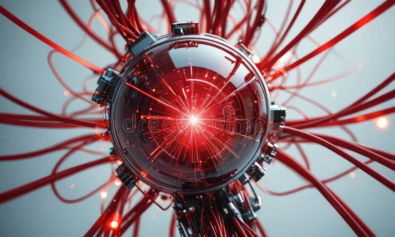 A Red Glowing Object with Wires Around it. Stock Illustration ...