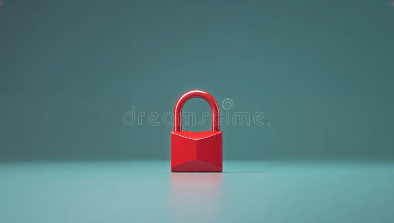 Red Padlock on Teal Background Security Concept Stock Image - Image of ...
