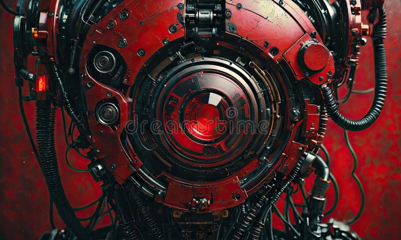 A Red Robot Head with a Red Light in the Middle. Stock Illustration ...