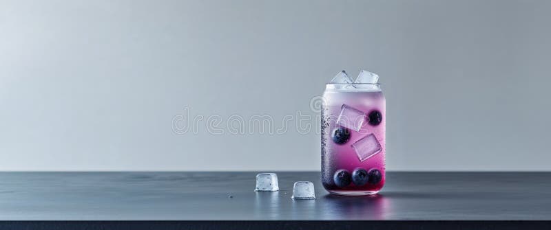 Refreshing Blueberry Fizz Drinks on Dark Table. Stock Photo - Image of ...