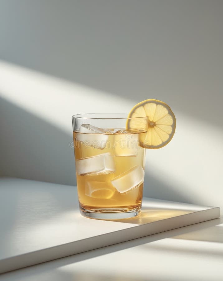 Refreshing Iced Tea with Lemon in a Glass Stock Image - Image of ...