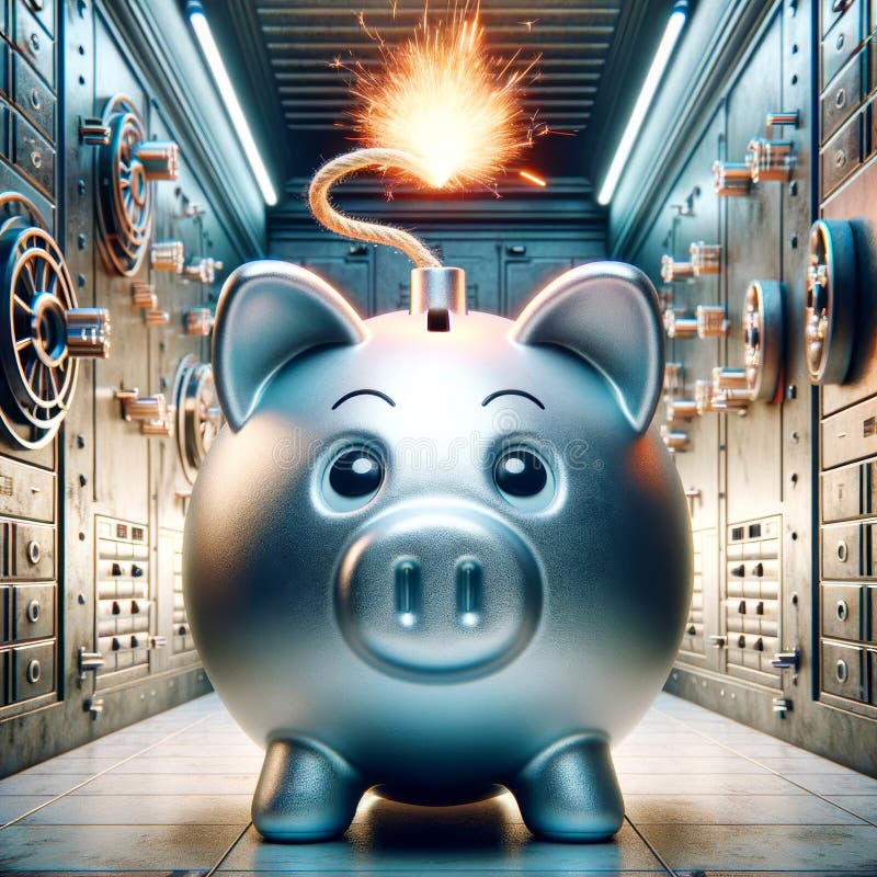 Personal Debt Limit Bubble Piggy Bank Inflation Economy AI Generated Money Supply Shortage Stock ...