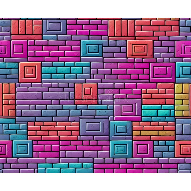 AI Generated Repeating Pattern Brightly Colored Bricks Unaligned Stock ...