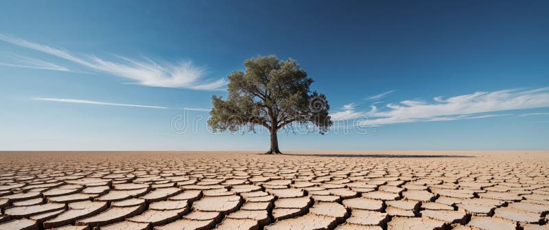Resilient Tree in Parched Landscape Symbolizing Strength and Durability ...