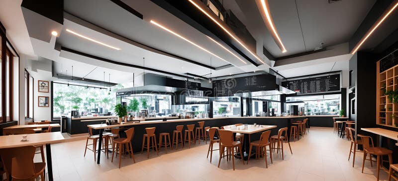 Ai Generated a Restaurant Interior with a Menu Board and Seating Stock ...