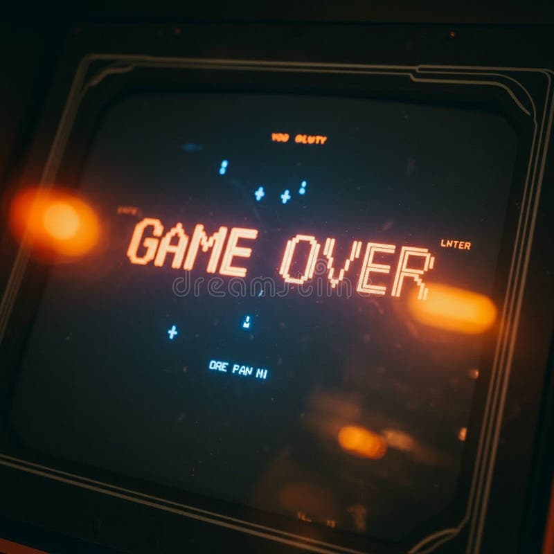 AI-generated Retro Arcade Game Screen Showing Game Over in Pixelated ...