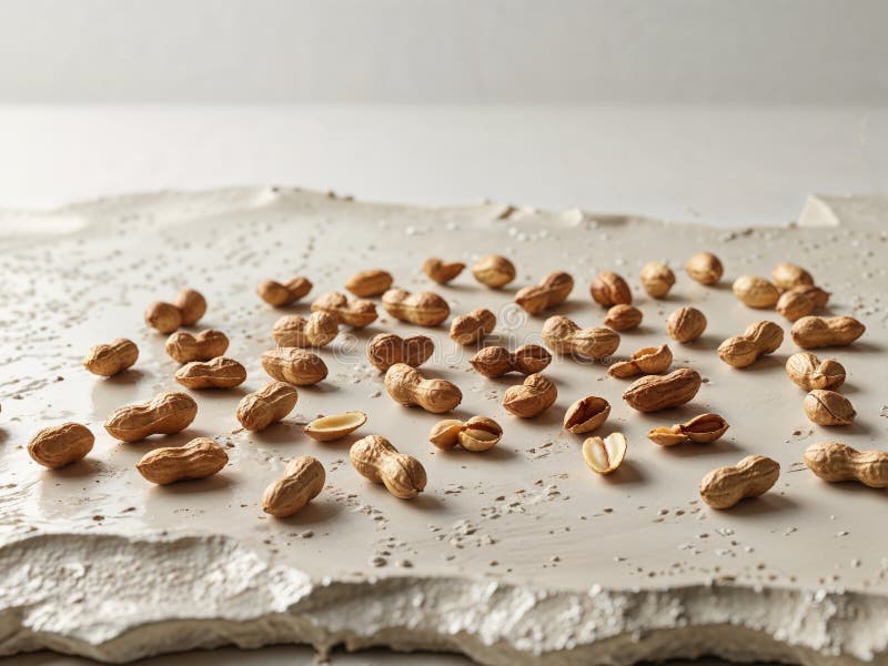 Roasted Peanuts Scattered Over a Textured White Surface Showcasing ...