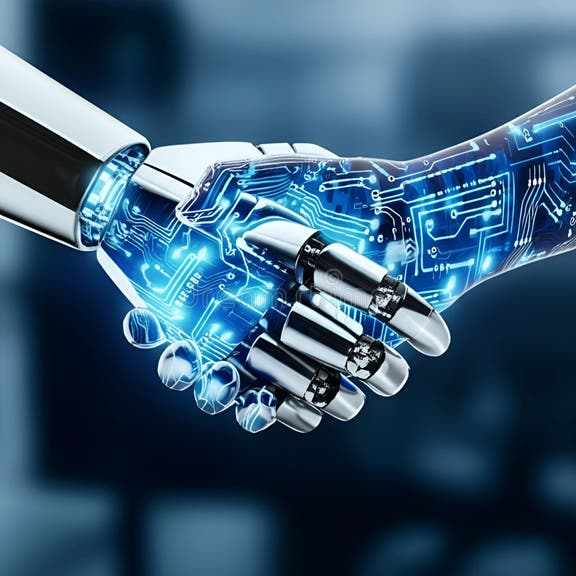 AI-generated Robot Handshake – Symbol of Human and Machine ...