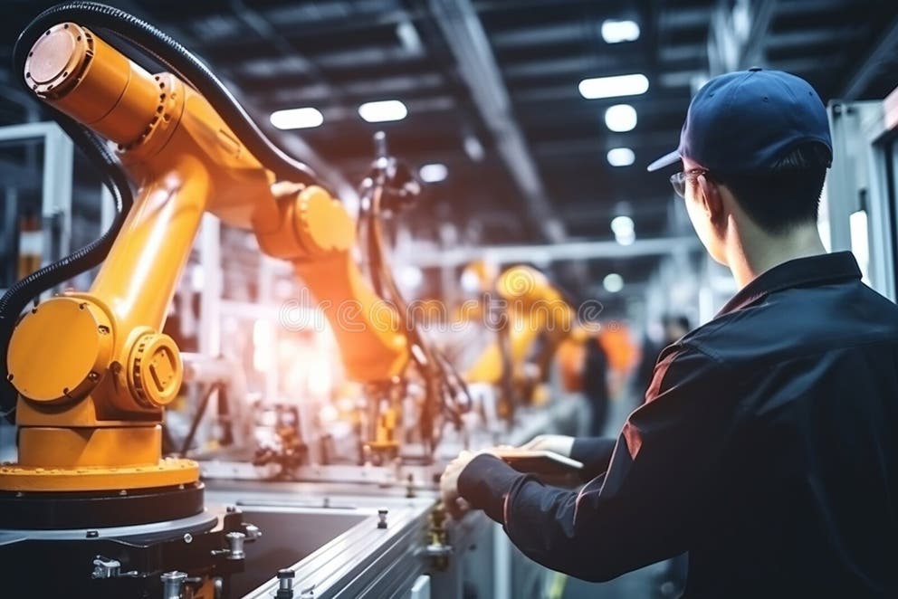 AI Generated Robot Operator Stock Illustration - Illustration of ...